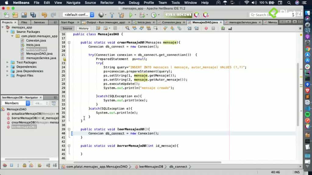 Curso de Java SE Persistencia de Datos - Platzi
