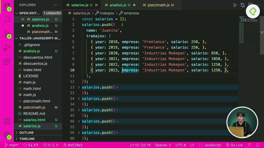 Taller Práctico de JavaScript: Matemáticas y Estadística Básica - Platzi