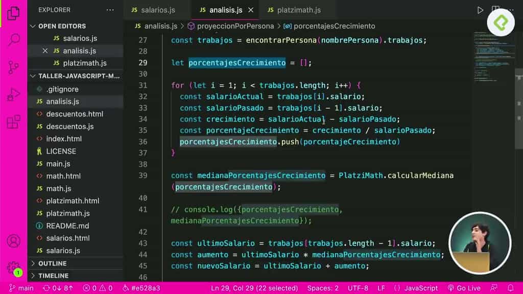Taller Práctico de JavaScript: Matemáticas y Estadística Básica - Platzi
