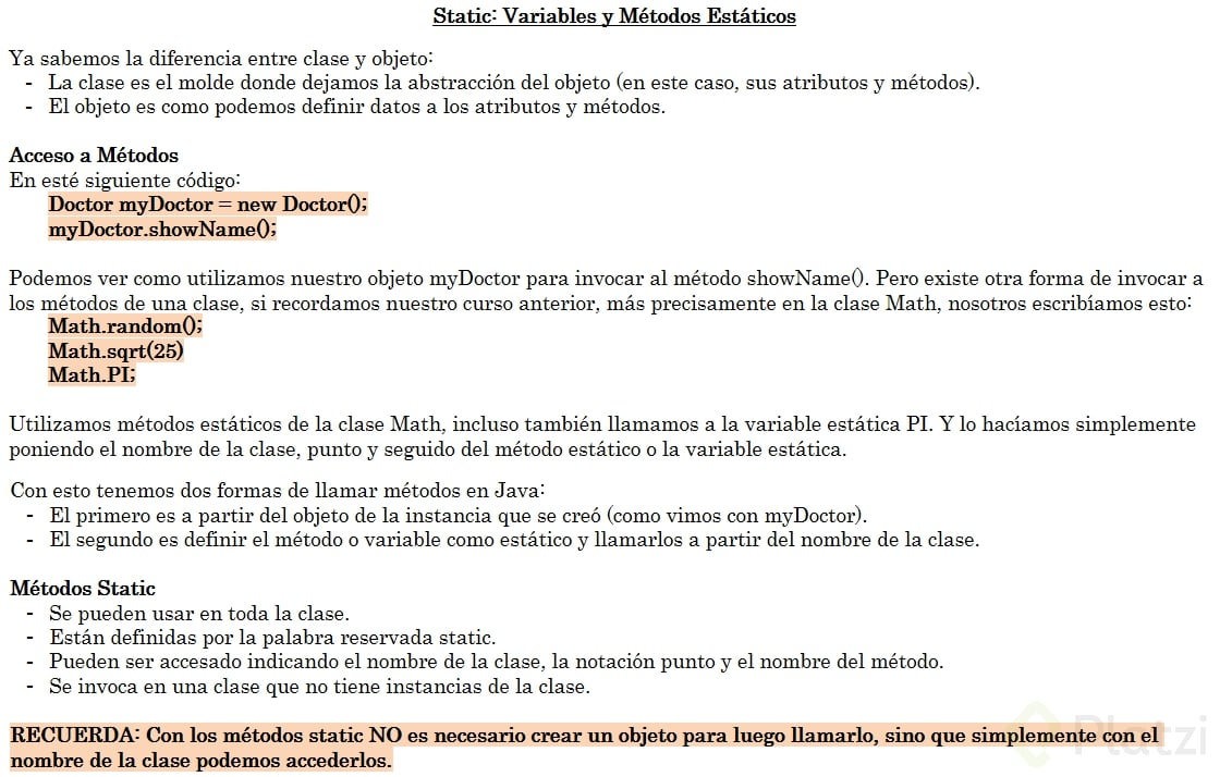 Static: Variables y Métodos Estáticos Static: Variables y Métodos Estáticos