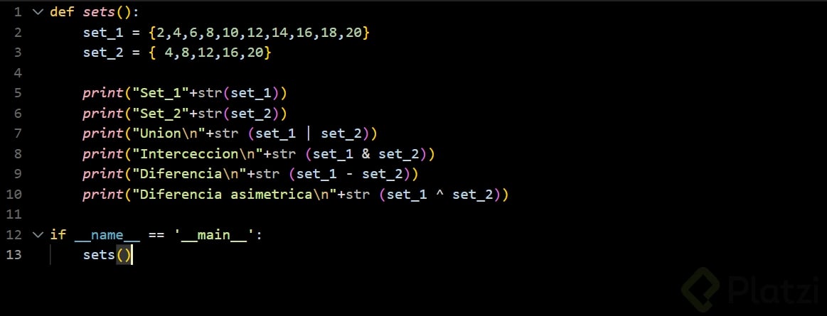 Operaciones con sets - Platzi