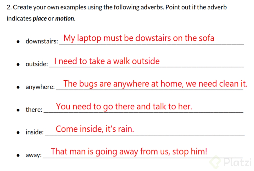 Adverbs of place and motion - Platzi