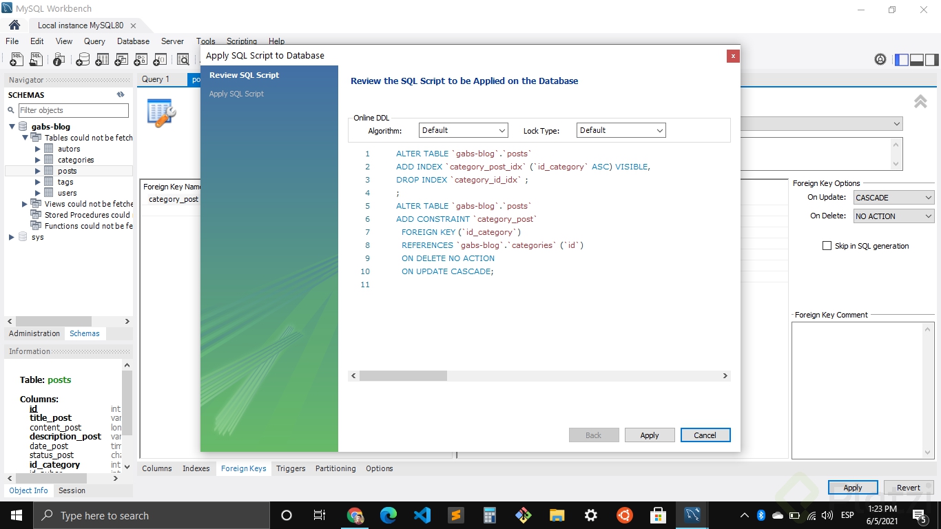 Buenas. Tengo un problema al momento de crear mi llave foranea. Estoy ...