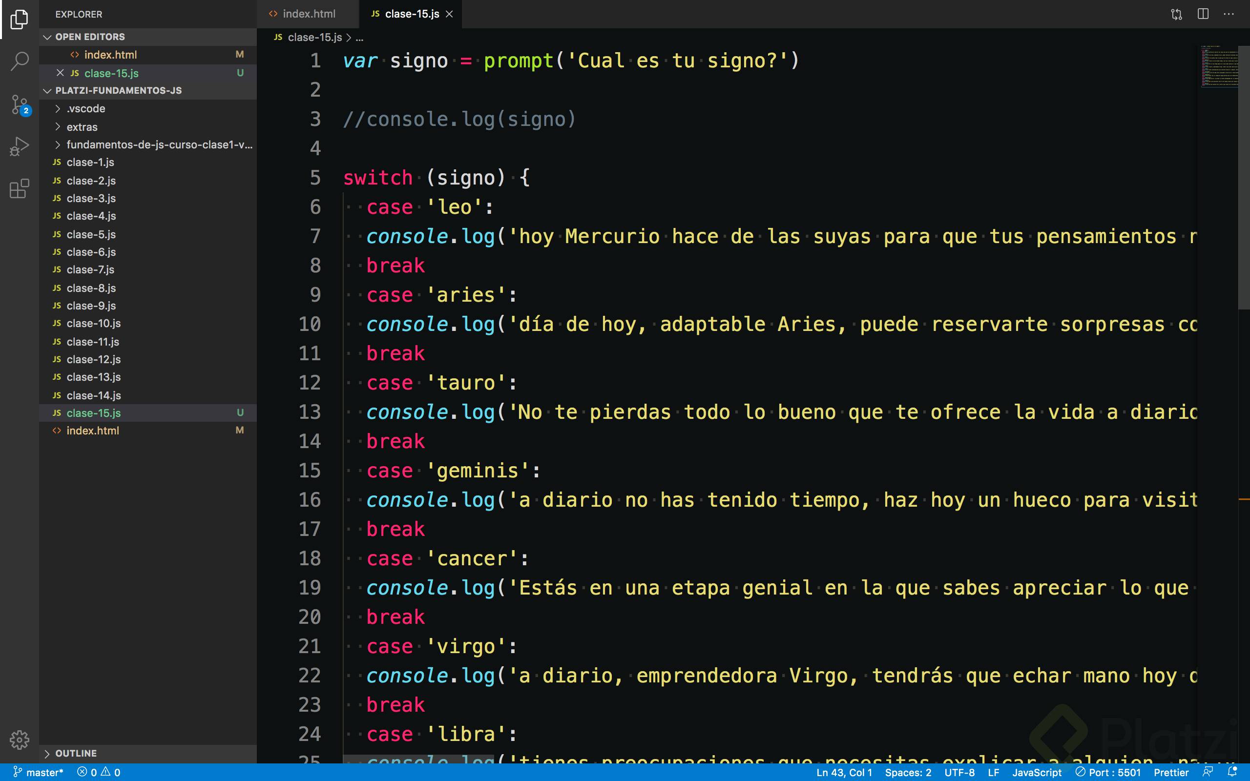 Condicional múltiple: switch