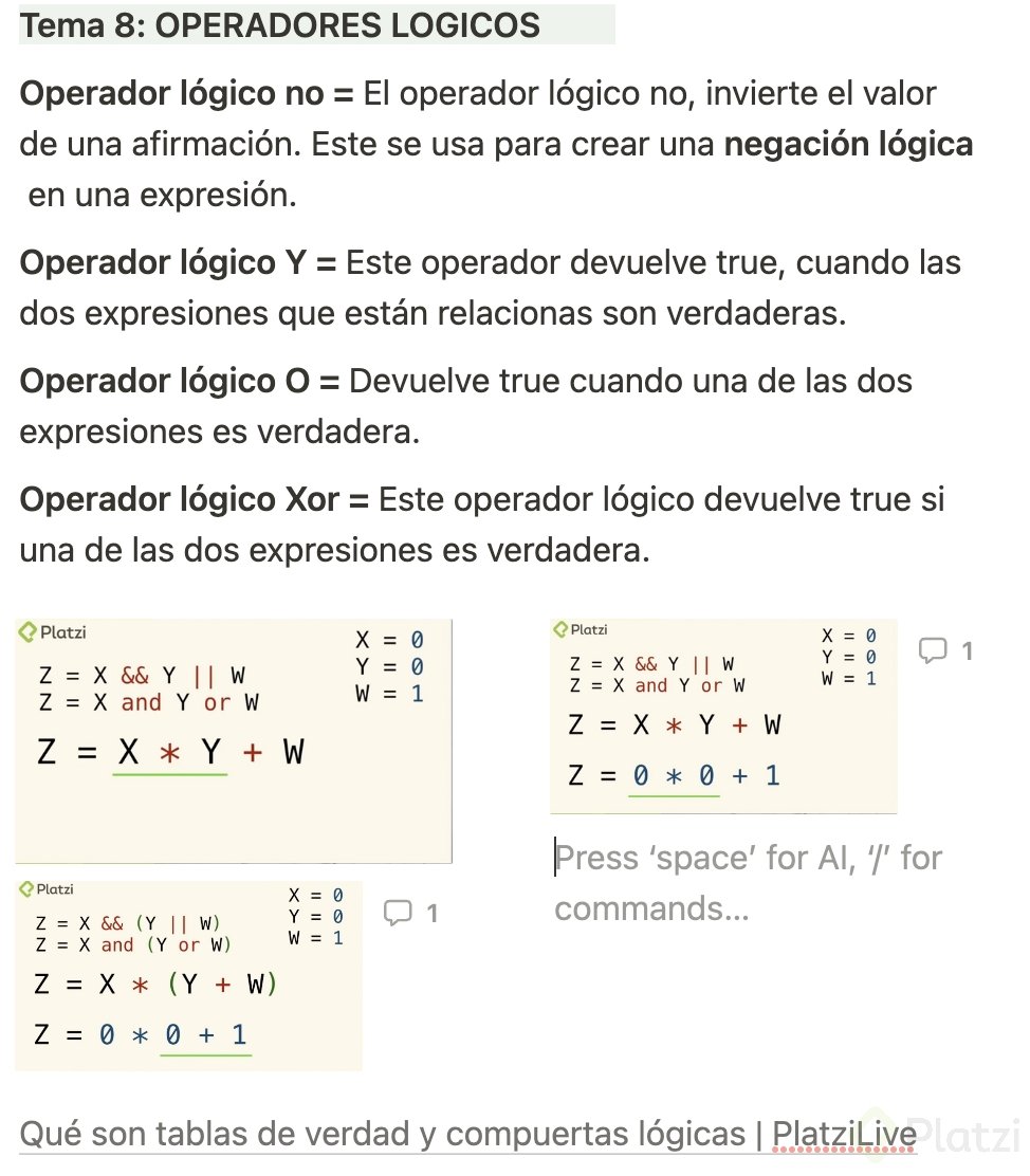 Operadores lógicos - Platzi