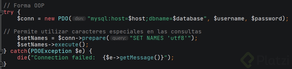 Conexión con PDO - Platzi