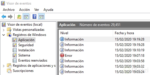 cómo acceder al log de windows?