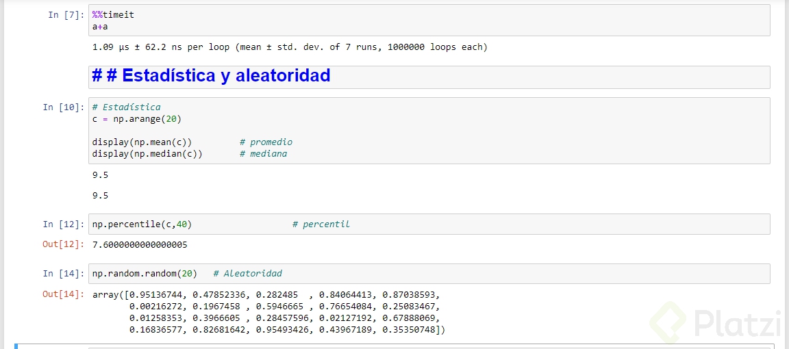 Operaciones aritméticas en Numpy - Platzi