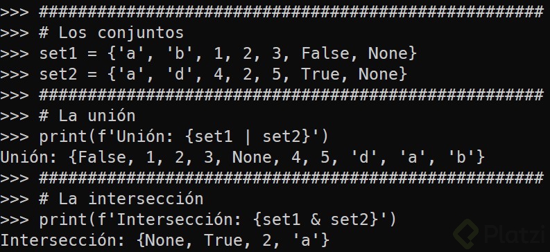 Operaciones con sets - Platzi