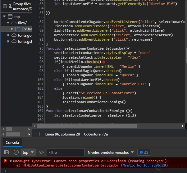 tengo este error presente hago modificaciones en el codigo repaso tal cual lo que hace el profe ...