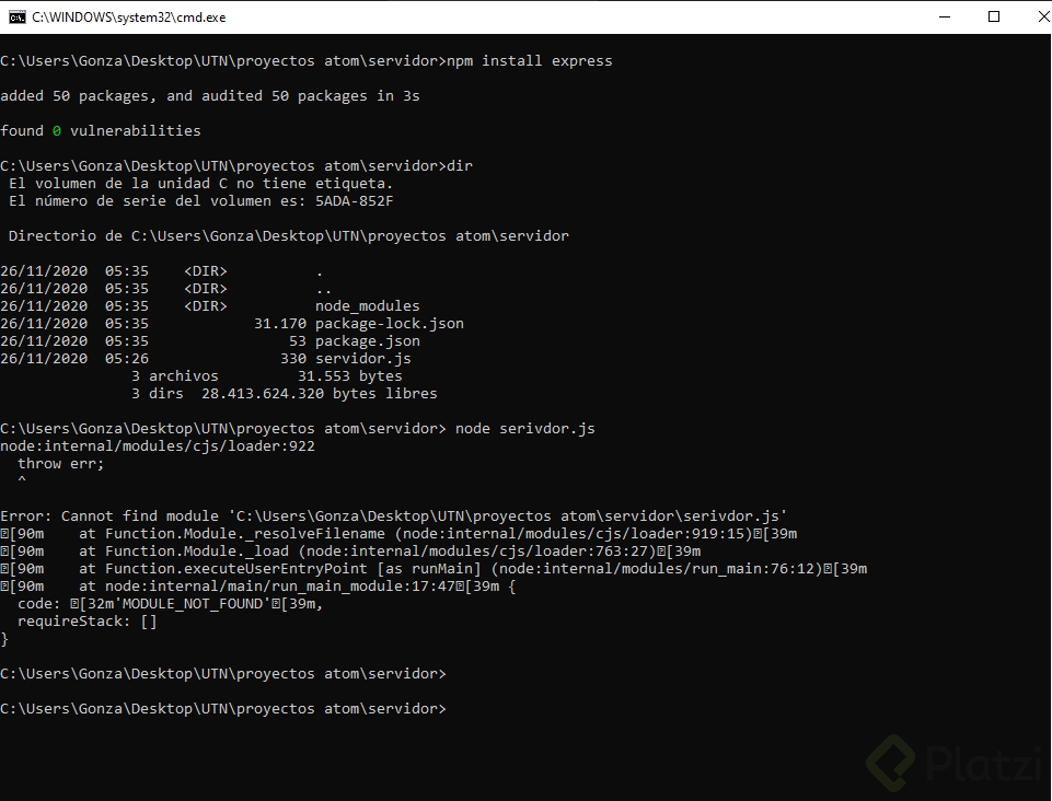me arroja el siguiente error y no entiendo que hice mal; la instalacion creo que esta ok ...