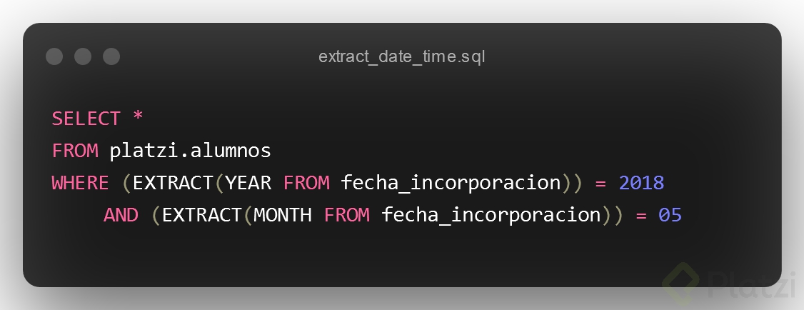 Seleccionar por año - Platzi