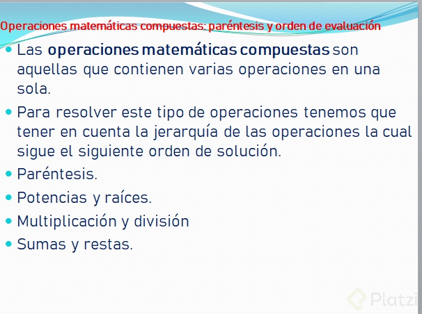 Operaciones matemáticas compuestas: paréntesis y orden de evaluación ...
