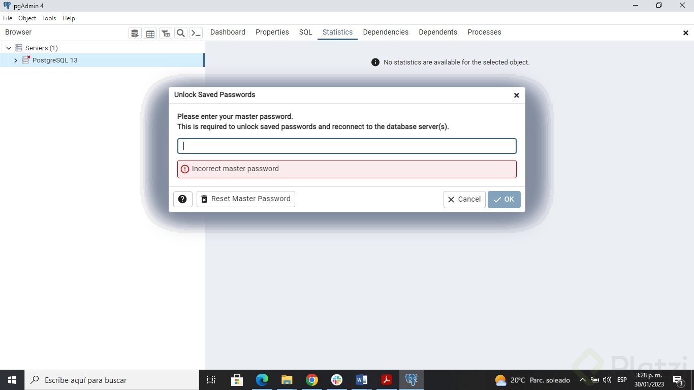 Hola Al Abrir Pgadmin Y Seguir Las Instrucciones Sale La Caja Para Ingresar La Contraseña Al 
