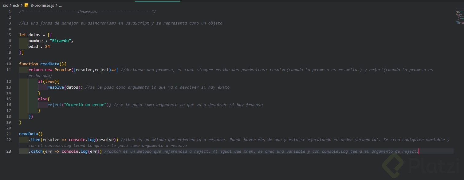 tengo una duda las promesas puedo usarlas sin la funcion arrow?, puedo ...